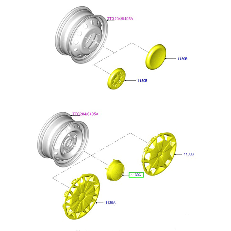 Hub Caps Small Centre - SRW To Suit VH / VJ / VM / VO Ford Transit 86V ...
