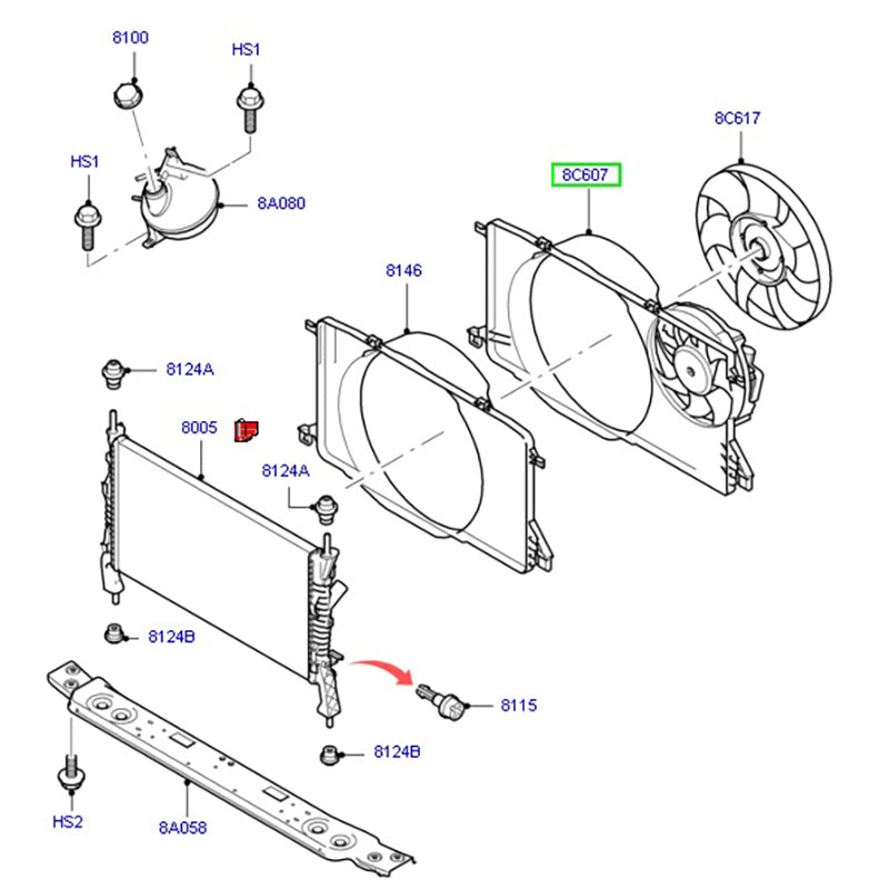 Radiator Shroud W/ AC Fan & Motor suits VM Ford Transit 6C118C607CG ...