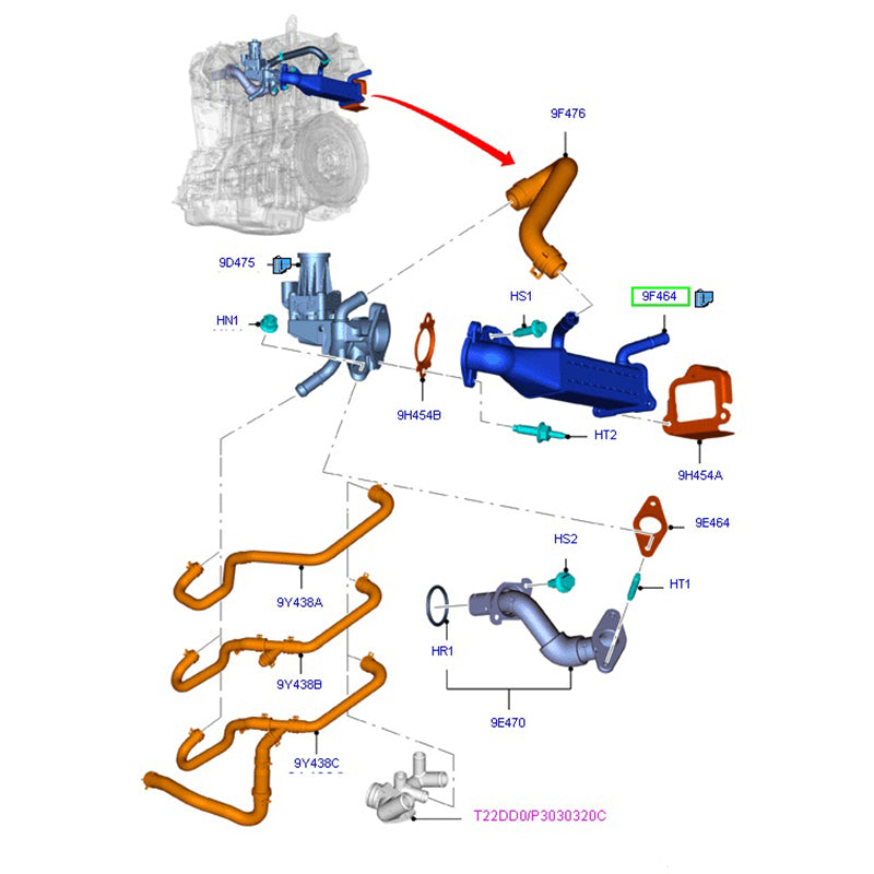 Genuine EGR Valve Cooler to Suit 2.2L VM / VO Ford Transit CK3Q9F464AB ...