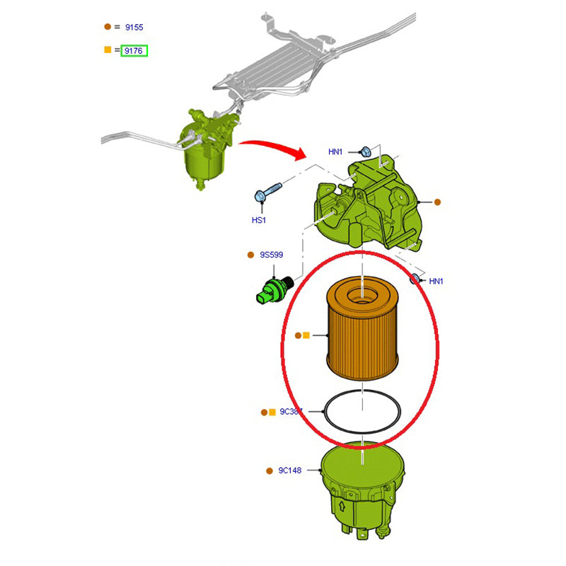 Genuine Fuel Filter to suit 2.2L RWD VM Ford Transit CC119176BC / 1930 ...