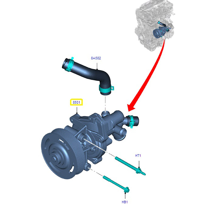 Genuine Ford Water Pump To Suit Ford Transit VM / VO 2.2L RWD BK3Q8A55 ...