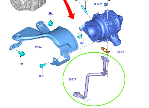 Turbo Oil Return / Drain Pipe to suit 2.2L RWD VM, VO Ford Transit BK3 ...