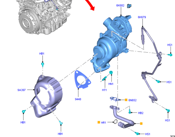 Turbo Fitting Kit Genuine Ford to suit Ford Transit Custom VN 2.0L Eco ...